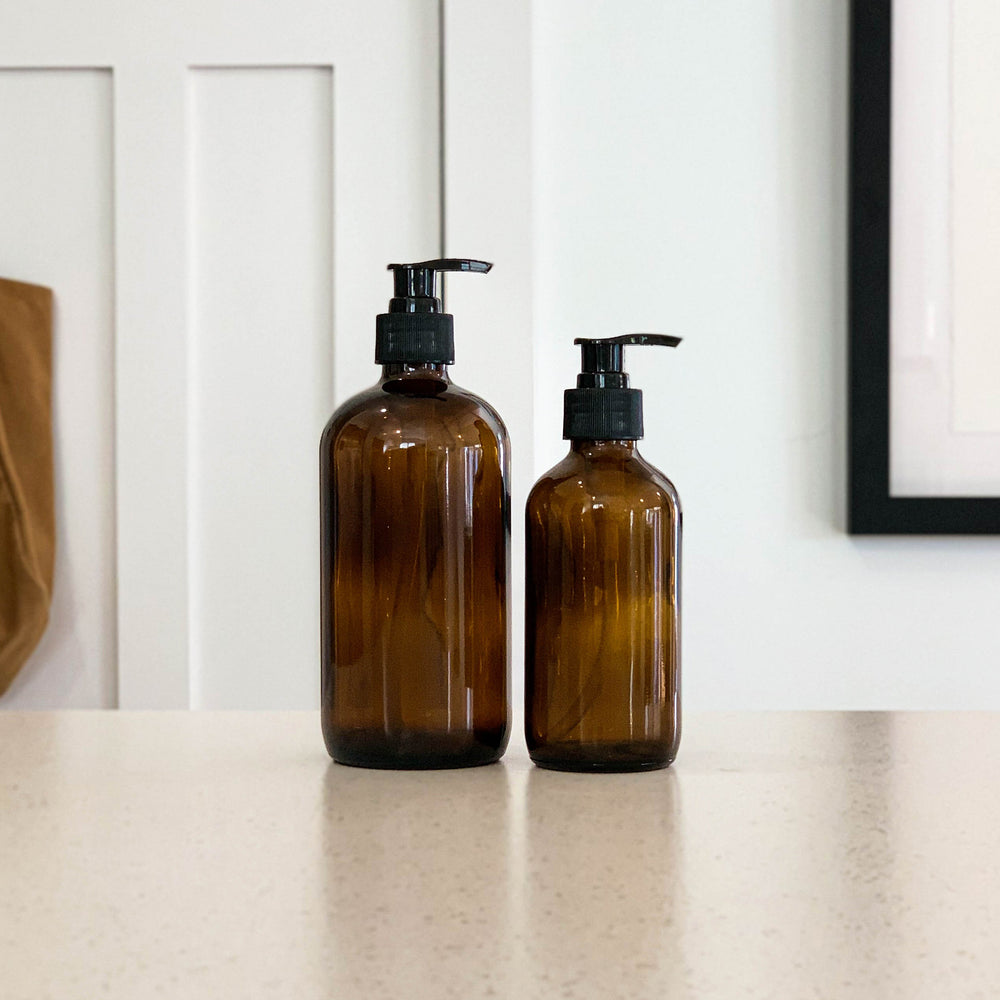 AMBER GLASS PUMP BOTTLES - The Waste-Free Home